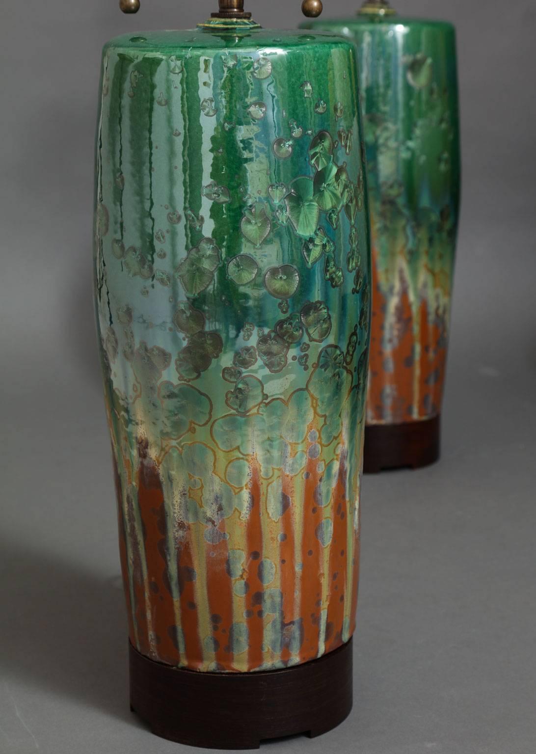 Large Green Ceramic Lamps by SCDS For Sale at 1stDibs | scds lamps ...