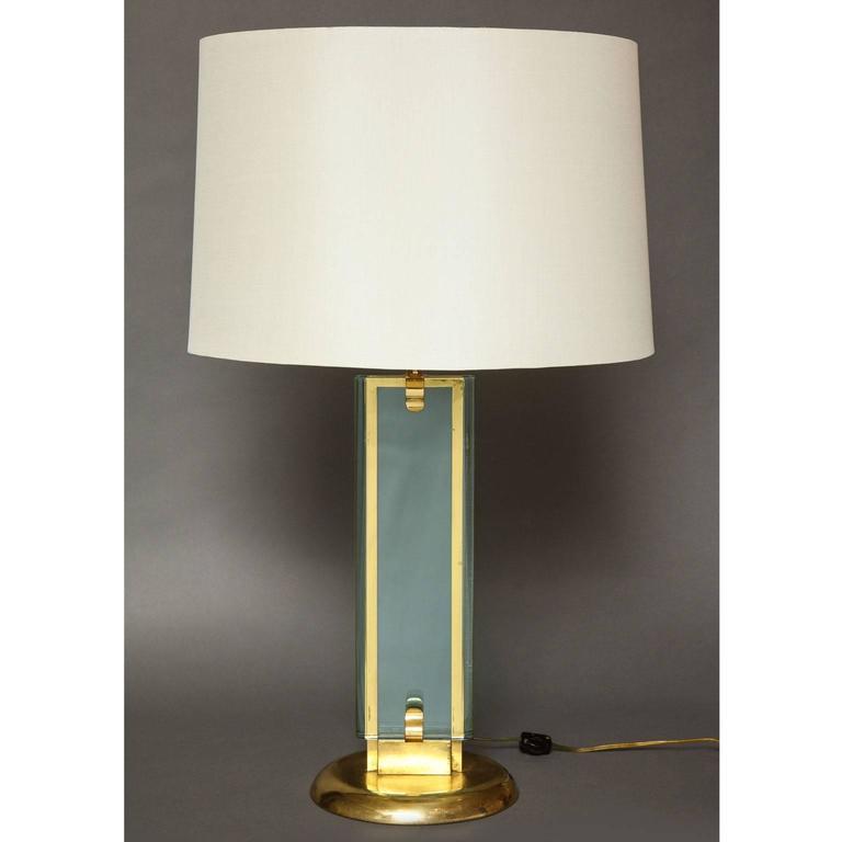 Max Ingrand Glass and Brass Table Lamp For Sale at 1stDibs