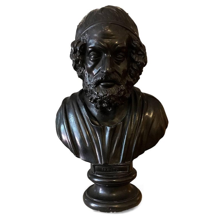 Early 19th Century Painted Plaster Bust of Homer at 1stDibs