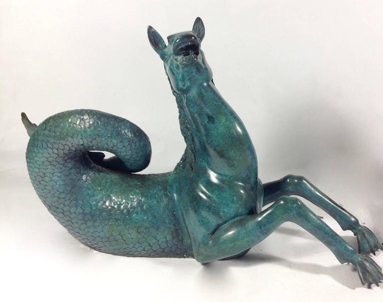 Pair of Bronze Mer Horse Fountains For Sale at 1stDibs