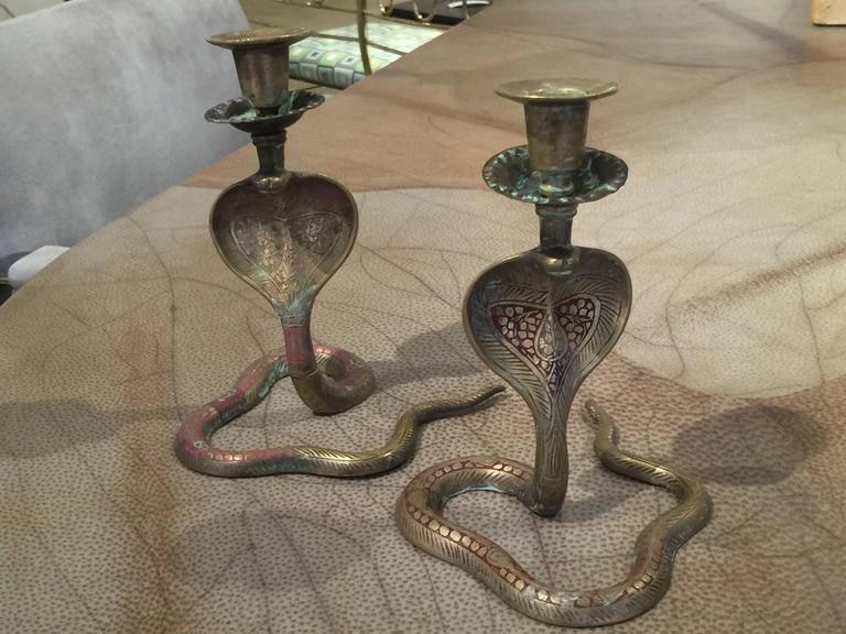 Cobra Candlesticks For Sale at 1stDibs | cobra candle holders, brass ...