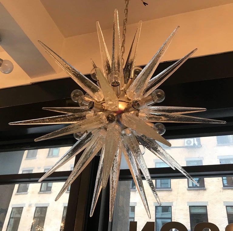 Venetian Glass Snowflake Chandelier , 1970s For Sale at 1stDibs