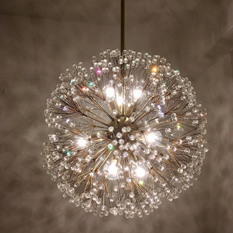 Austrian Stejnar 1960s Crystal Snowflake Pendant Chandelier at 1stDibs