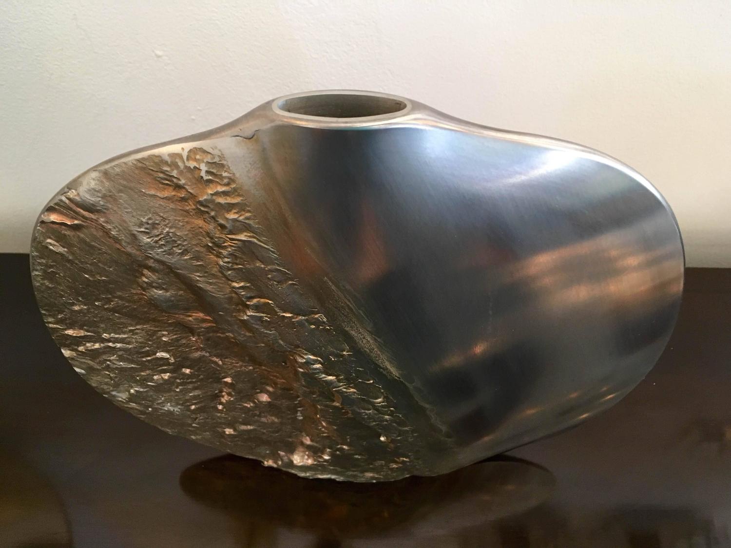Large Norwegian Helgi Joensen Pewter Vase, 1983 For Sale at 1stdibs