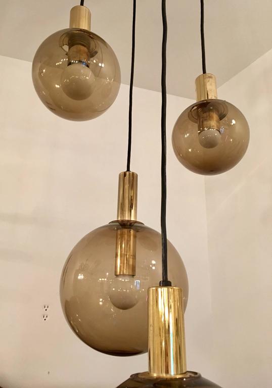 RAAK Dutch 1970s Four Smoked Glass Globe Ceiling Light at 1stDibs