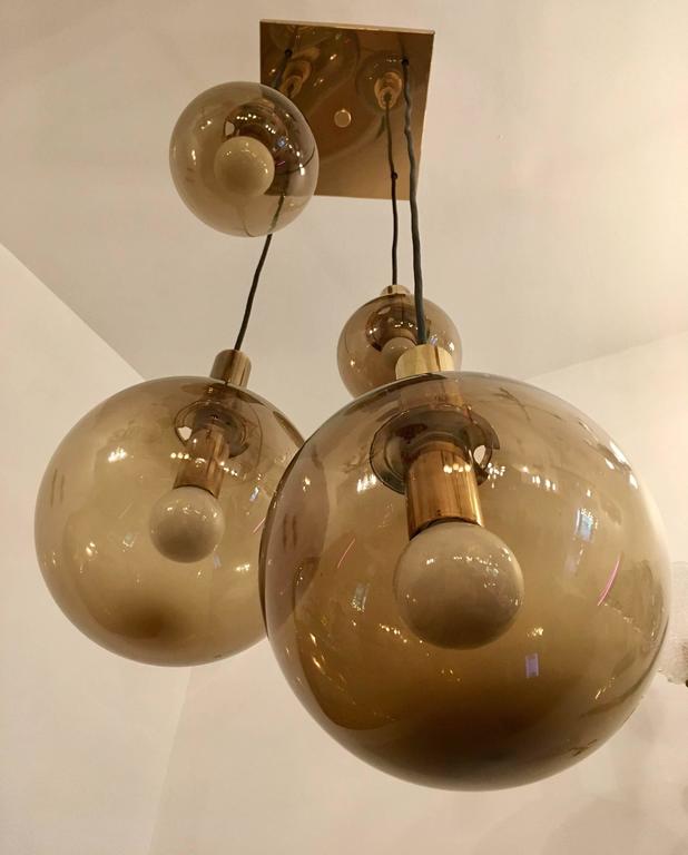 RAAK Dutch 1970s Four Smoked Glass Globe Ceiling Light at 1stDibs