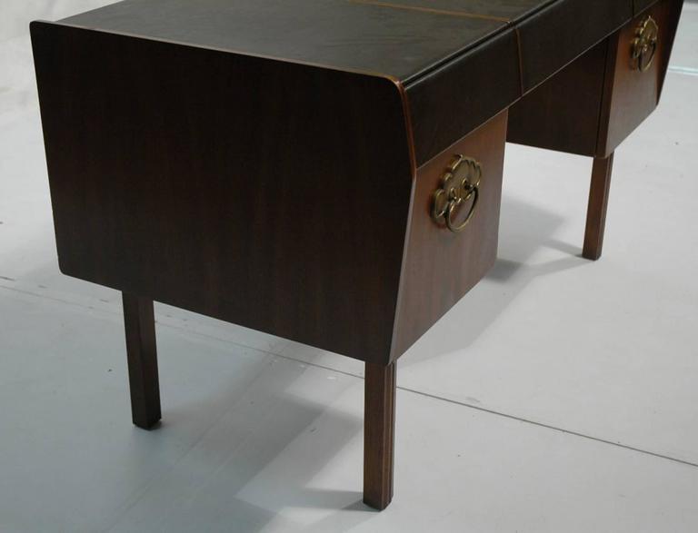Leather Top, Walnut and Bronze Desk by Bert England for Widdicomb at ...