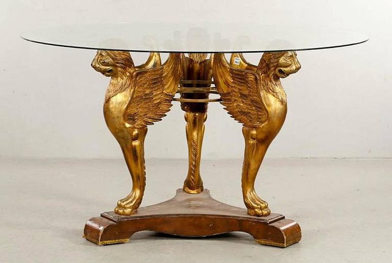 Empire Style Gilded Griffin Center Table at 1stDibs