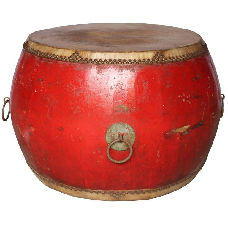 Red Ceremonial Drum at 1stDibs