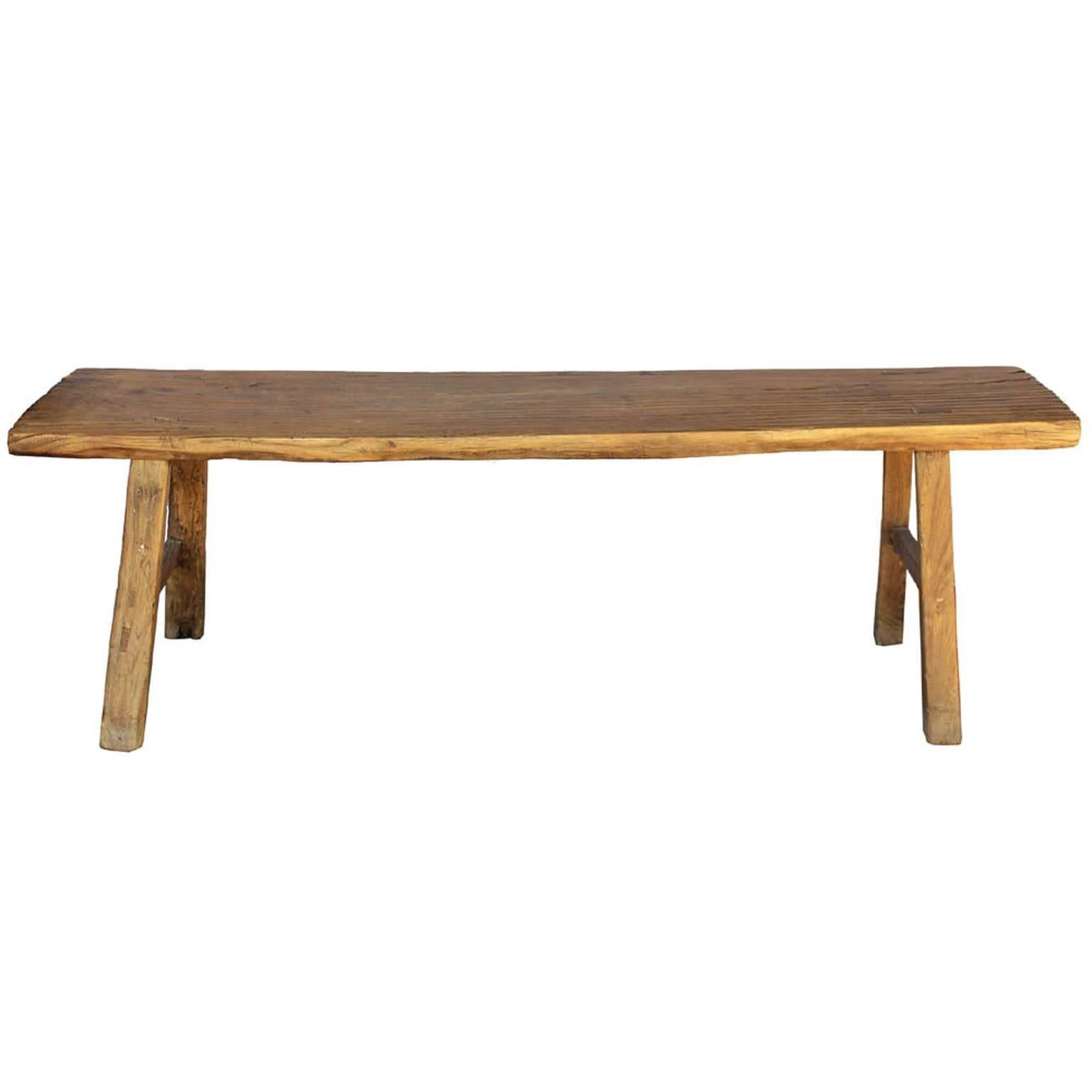 Rustic Elm Bench at 1stDibs