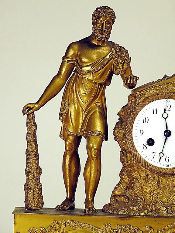 Gilt Bronze Clock Depicting Hercules, France, 1820 at 1stDibs