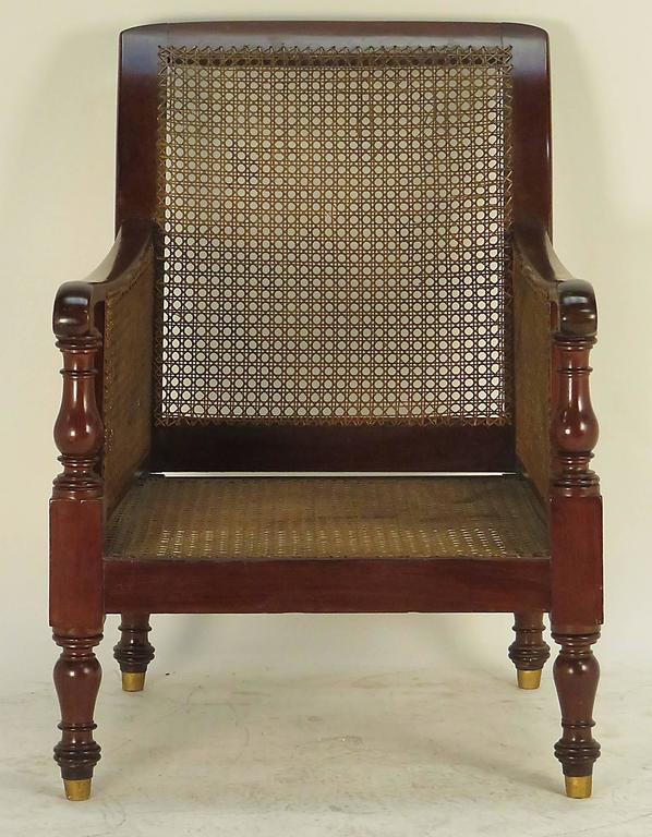 Edwardian English Mahogany Library Chair with a Leather Seat England ...