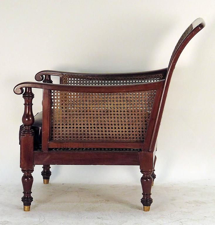 Edwardian English Mahogany Library Chair with a Leather Seat England ...