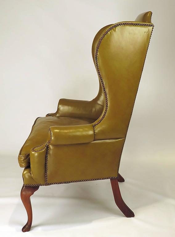 Vintage Leather English Wing Chair at 1stDibs