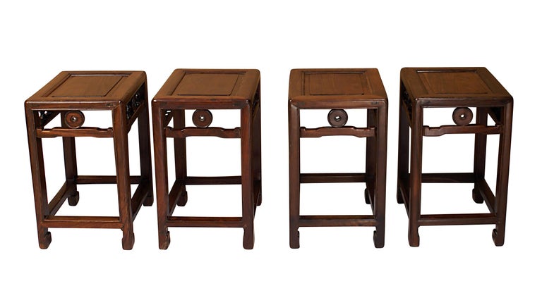 Four Chinese Hong Mu Stools in Ming Style, circa 1920 at 1stDibs