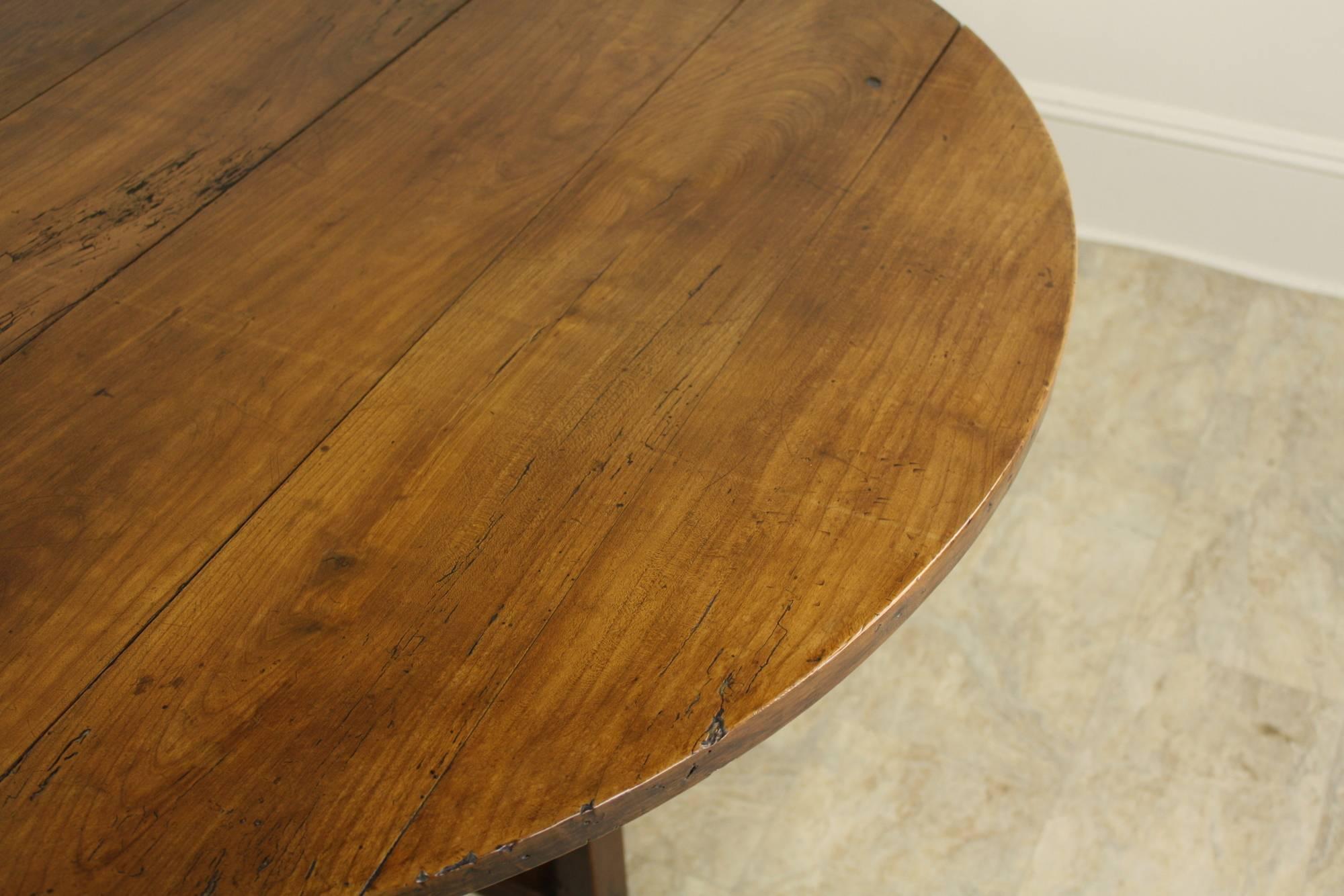 Antique 44" Round French Cherry Wine Table at 1stDibs