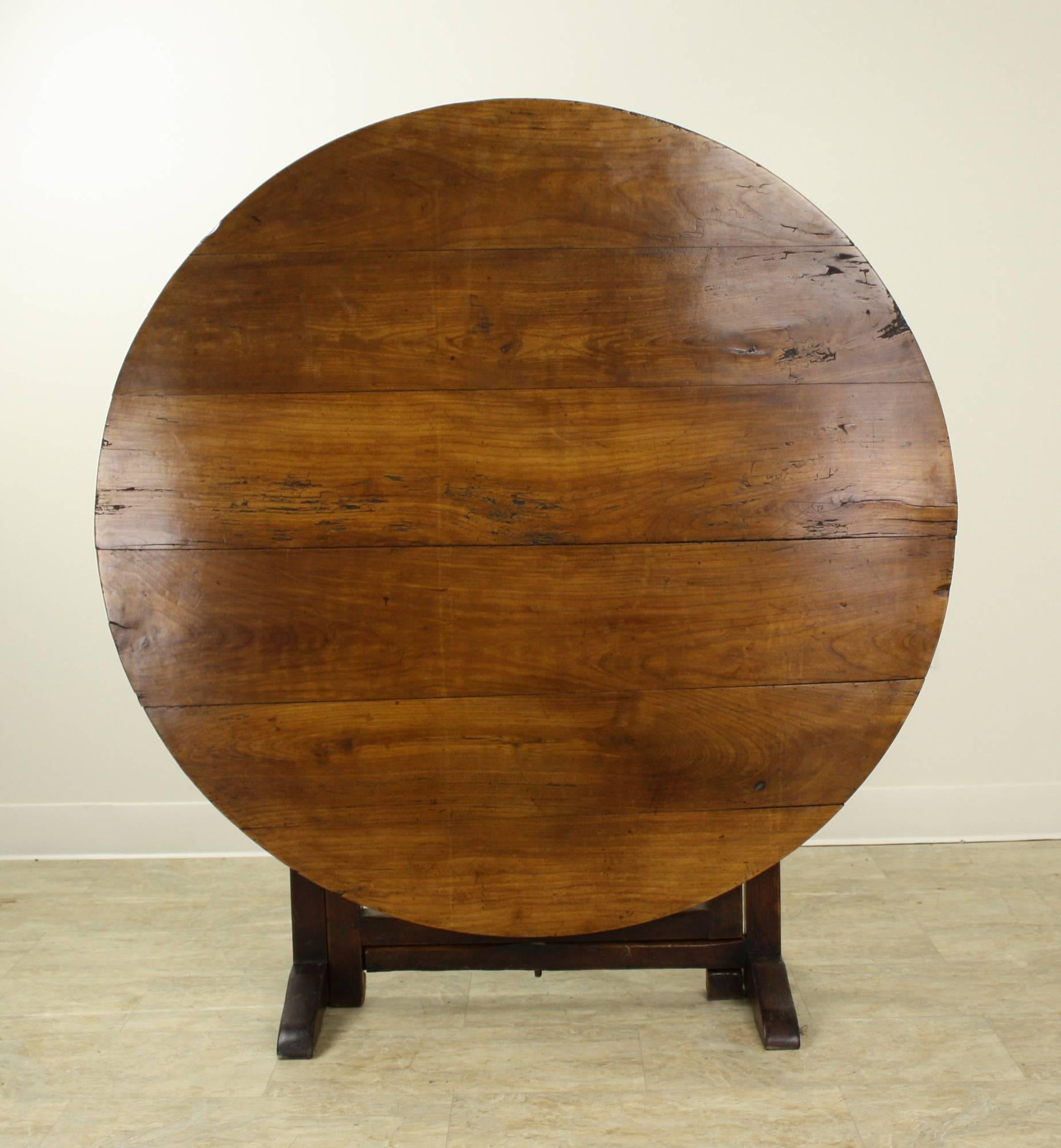 Antique 44" Round French Cherry Wine Table at 1stDibs