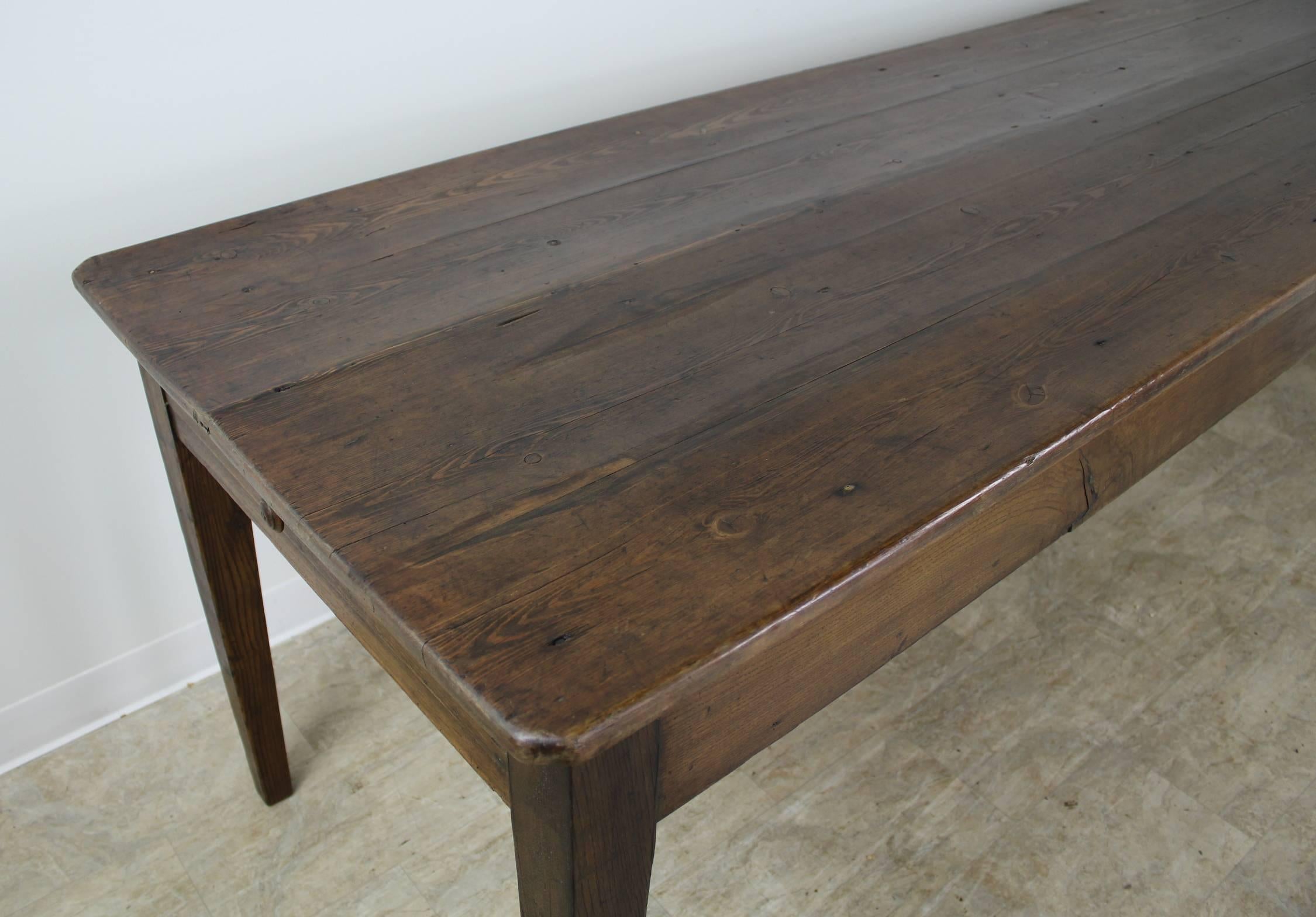 Long Antique Pine Farm Table, One Drawer at 1stDibs | antique long table