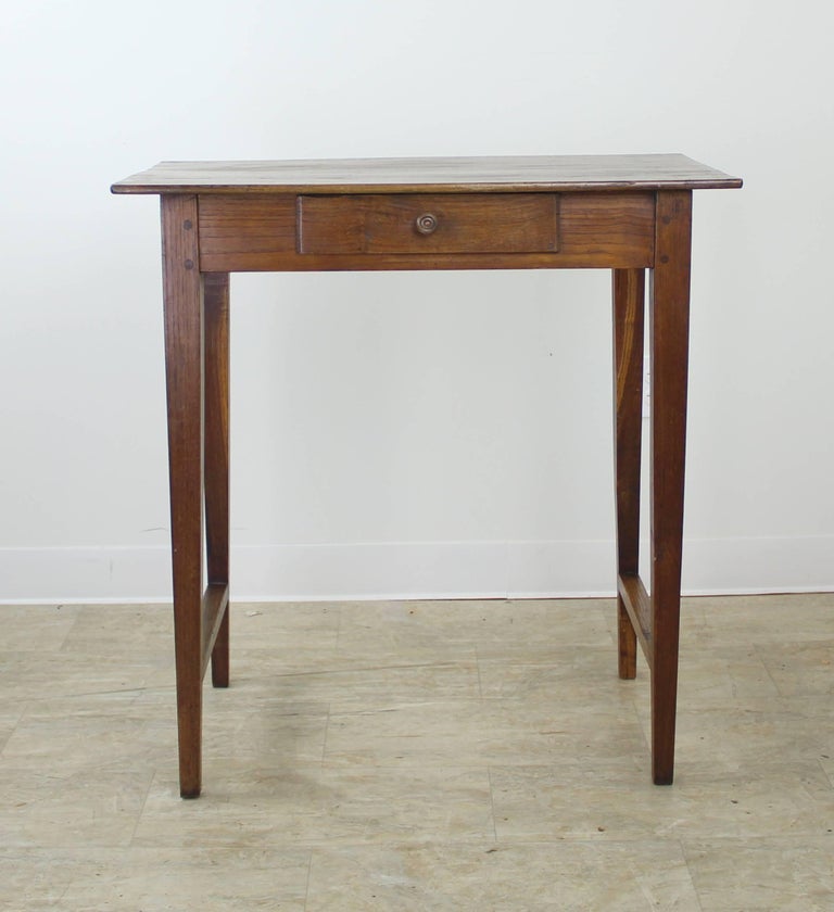 Tall Antique Chestnut Side Table with Stretchers at 1stDibs | antique ...