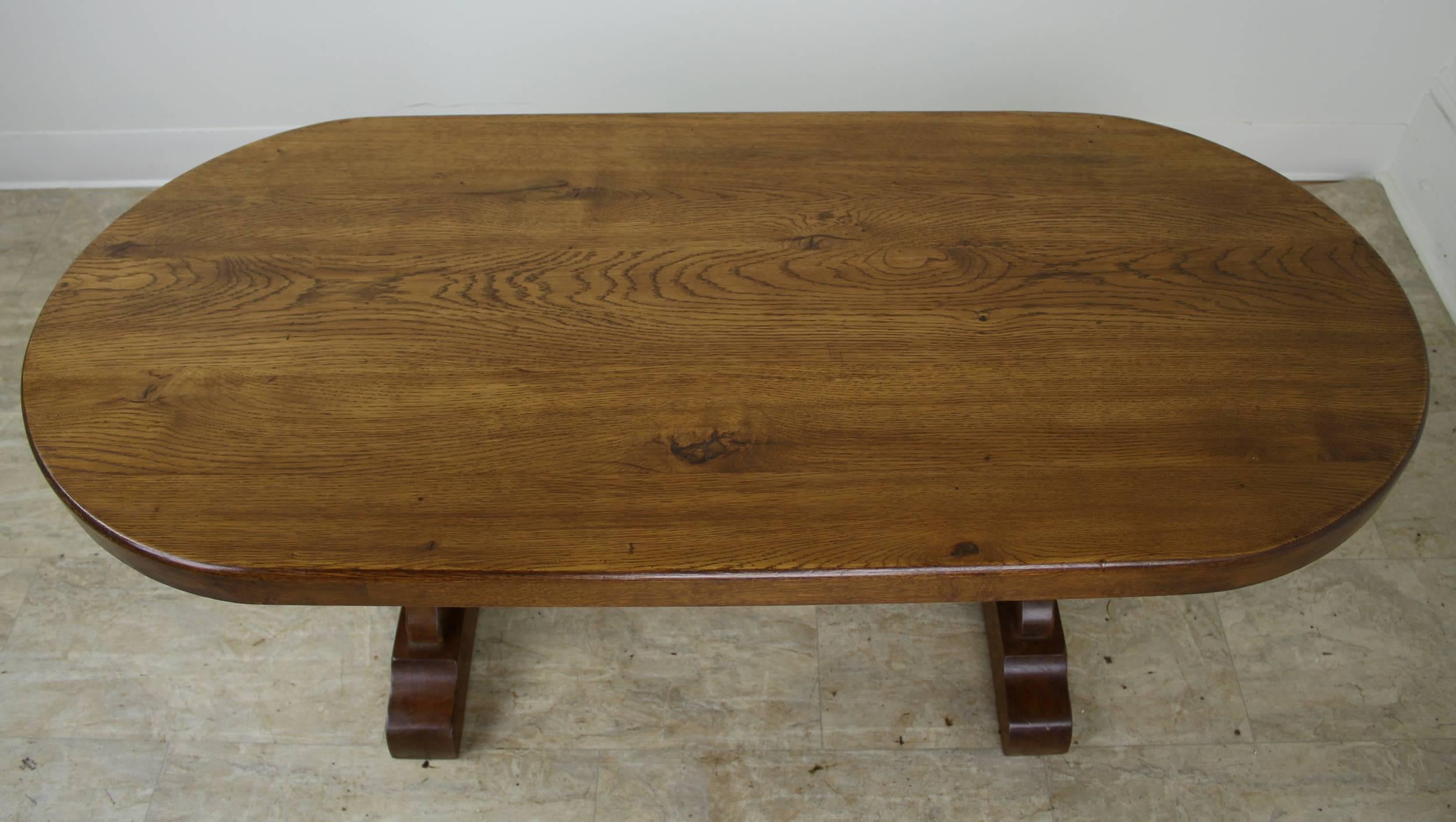 Thick Top Arts and Crafts Oval Oak Coffee Table at 1stDibs