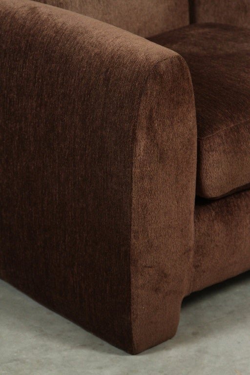 Pair of Chocolate Brown Chenille Club Chairs at 1stDibs