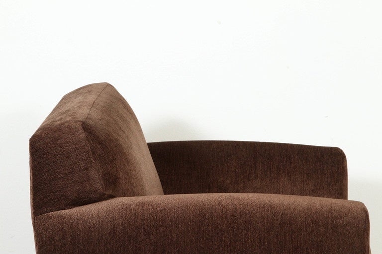Pair of Chocolate Brown Chenille Club Chairs at 1stDibs