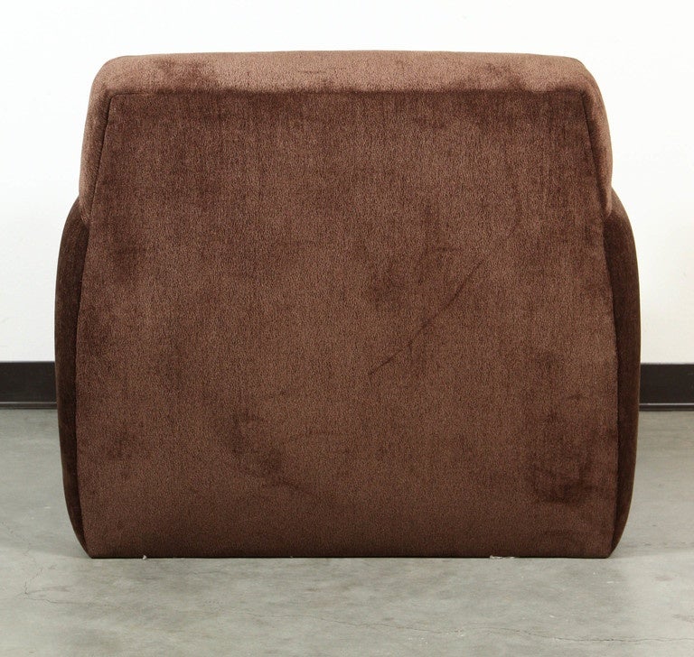 Pair of Chocolate Brown Chenille Club Chairs at 1stDibs