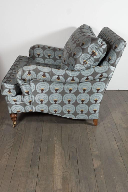 Classic George Smith Club Chair with Art Nouveau Style Fabric at 1stDibs