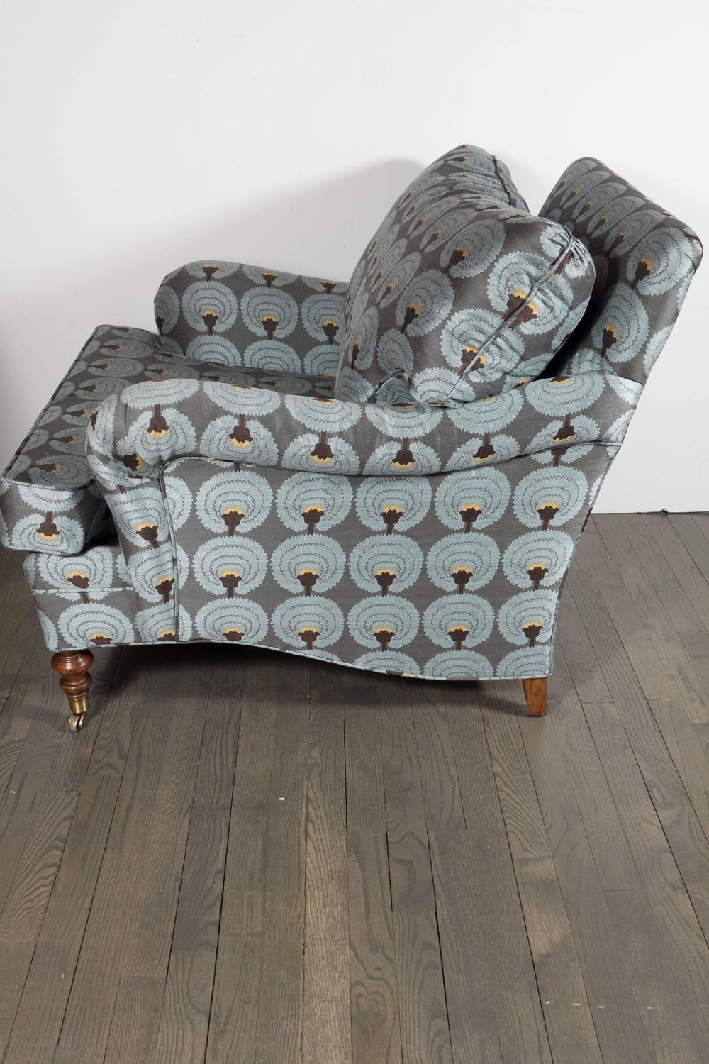 Classic George Smith Club Chair with Art Nouveau Style Fabric For Sale ...