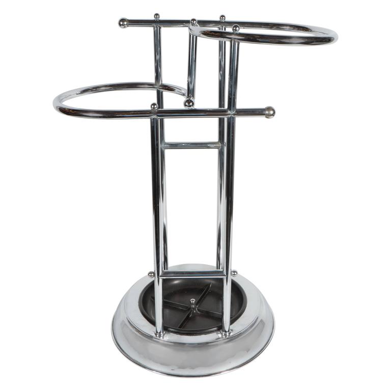 Art Deco Machine Age Umbrella Stand in Chrome and Bakelite at 1stDibs