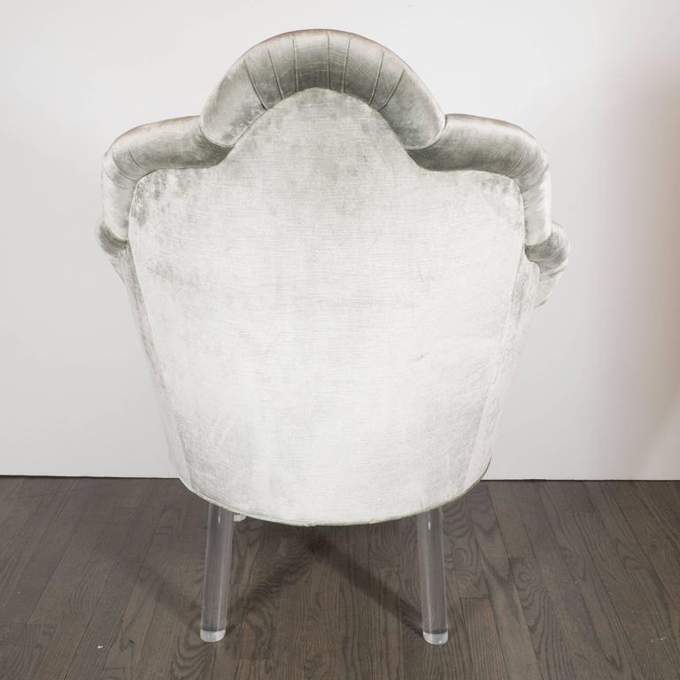 1940s Hollywood Shell Occasional Chairs with Channel Tufting and Lucite ...