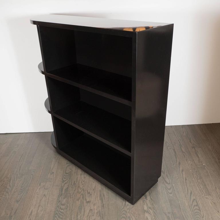 Streamline Machine Age Art Deco Black Lacquer Bookcase, American, circa ...