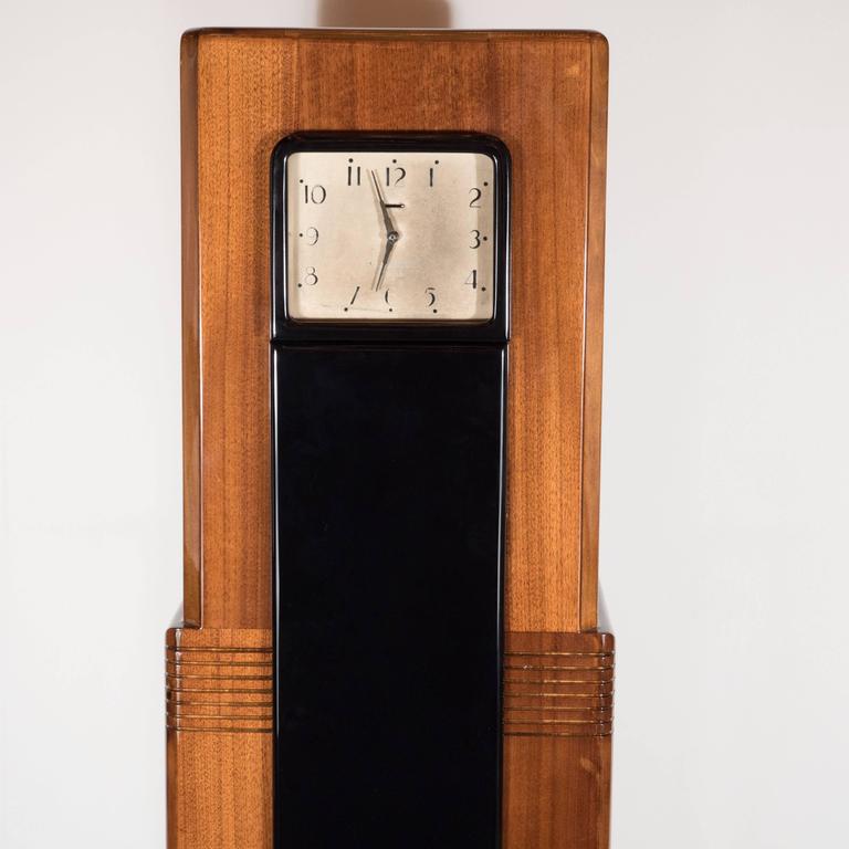 Art Deco Skyscraper Grandfather Clock Walnut and Black Lacquer by ...