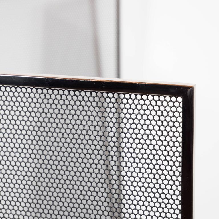 Custom Polished Nickel and Mesh Adjustable Three-Panel Fire Screen at ...