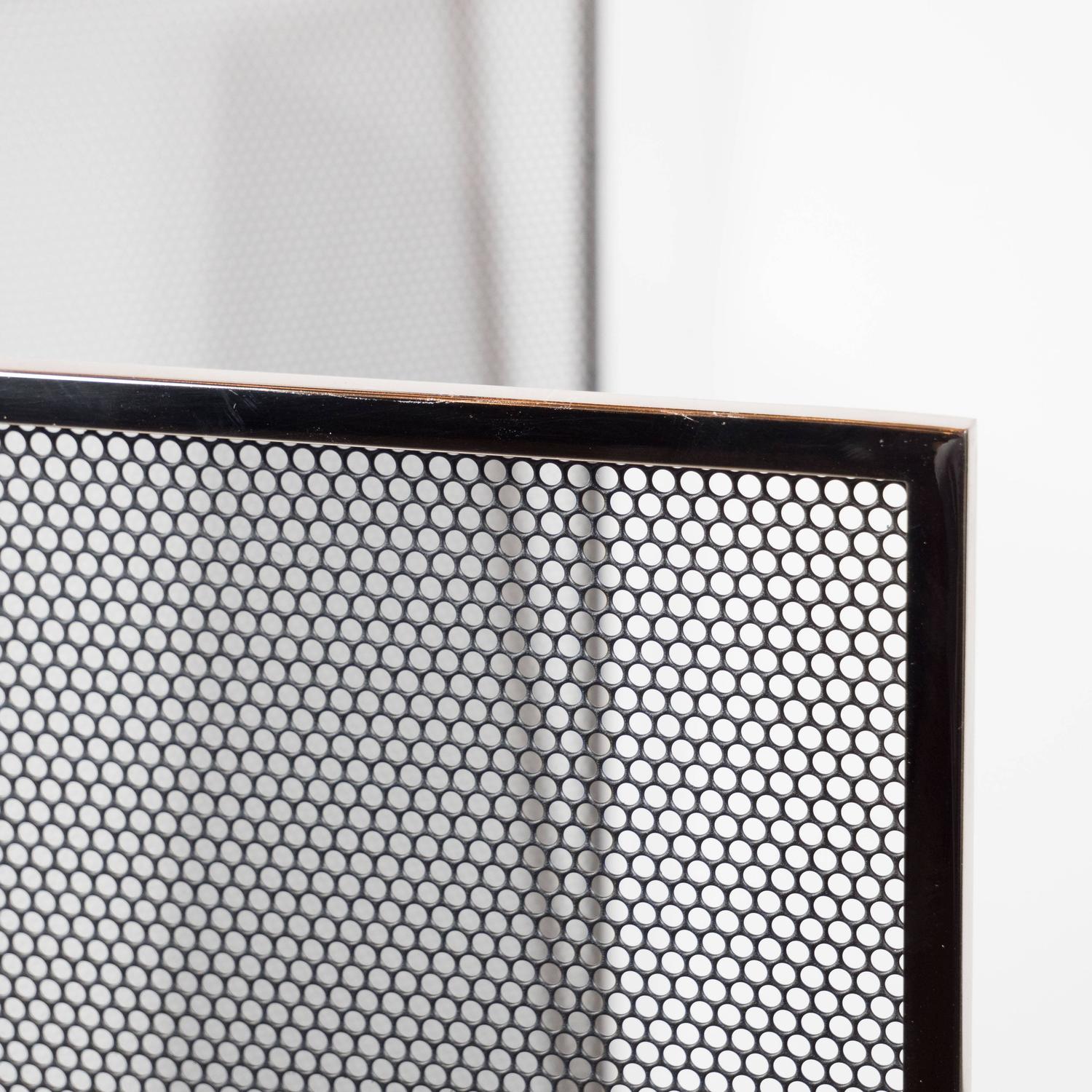 Custom Polished Nickel and Mesh Adjustable Three-Panel Fire Screen For ...