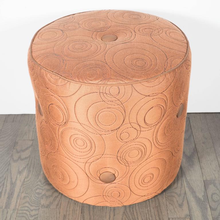 Modernist Cylindrical Foot Rest in Metallic Bronze Upholstery and ...