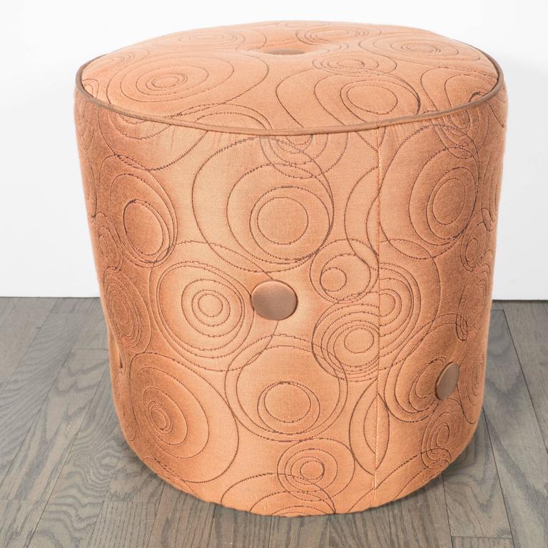 Modernist Cylindrical Foot Rest in Metallic Bronze Upholstery and ...