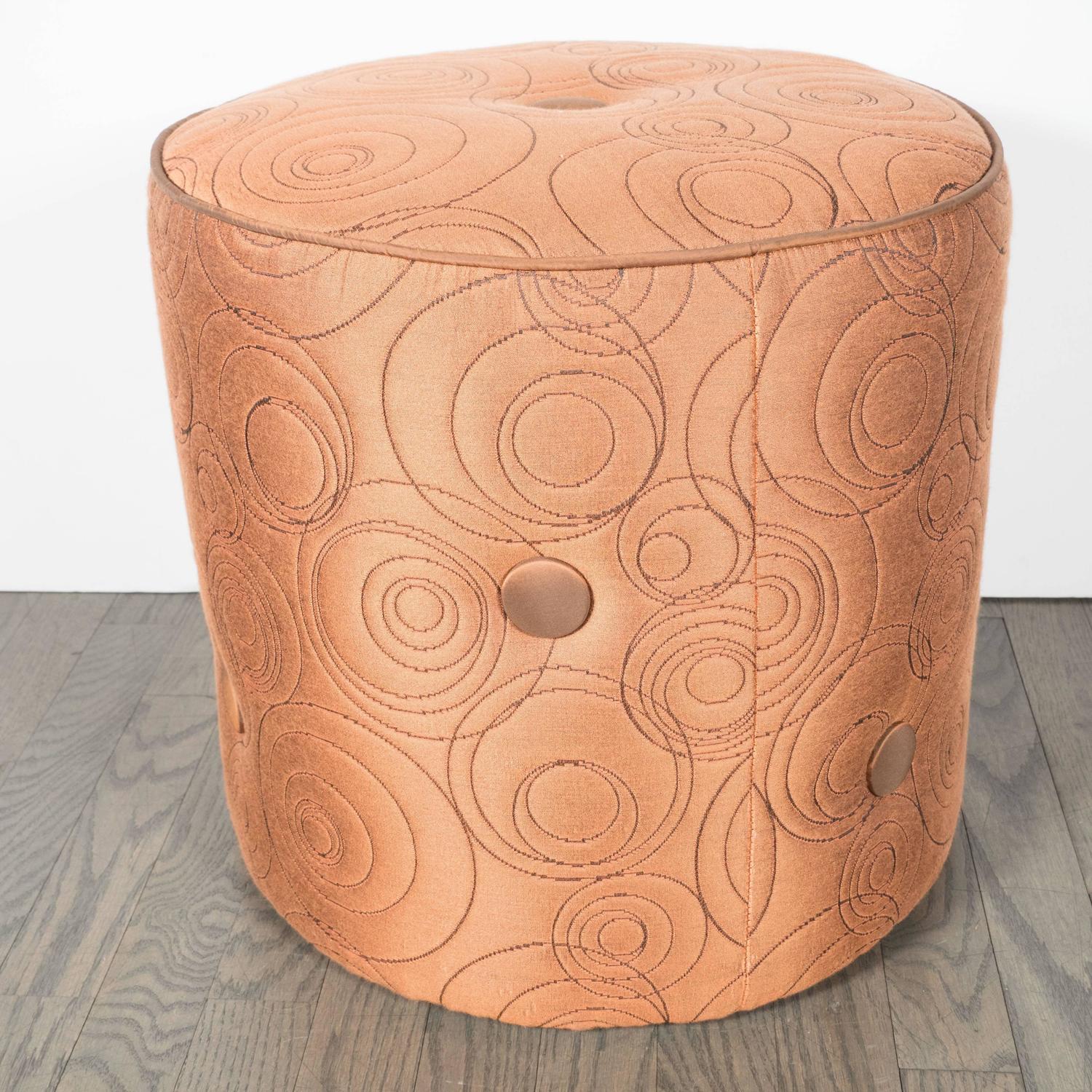 Modernist Cylindrical Foot Rest in Metallic Bronze Upholstery and ...