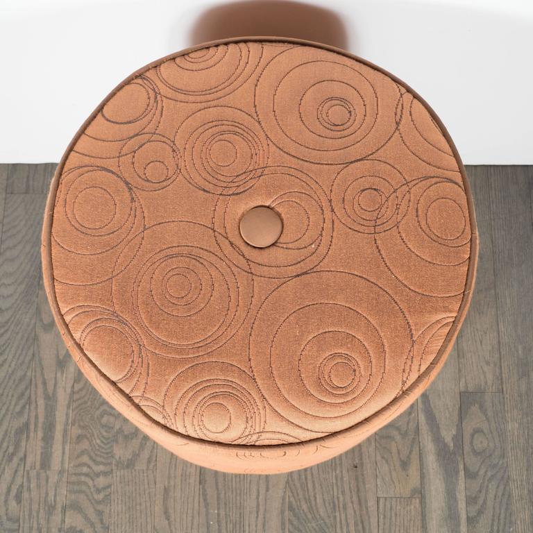 Modernist Cylindrical Foot Rest in Metallic Bronze Upholstery and ...