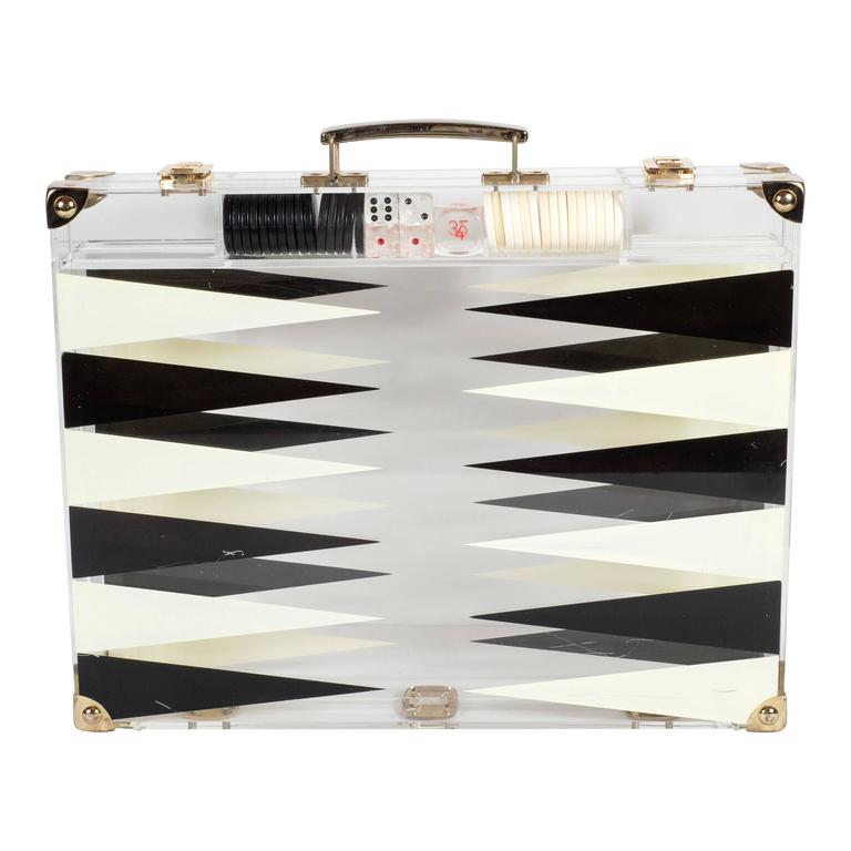 Ultra Chic Mid-Century Modern Backgammon Set in Plexiglass, French ...