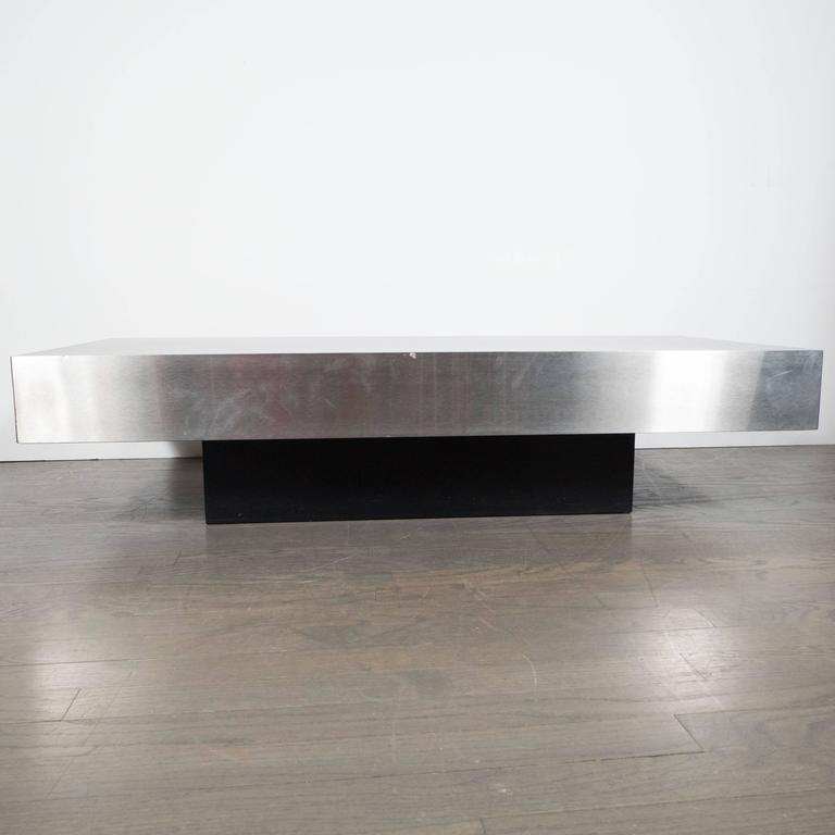 Mid-Century Modernist Low Cocktail Table in Brushed Aluminium, Style of ...