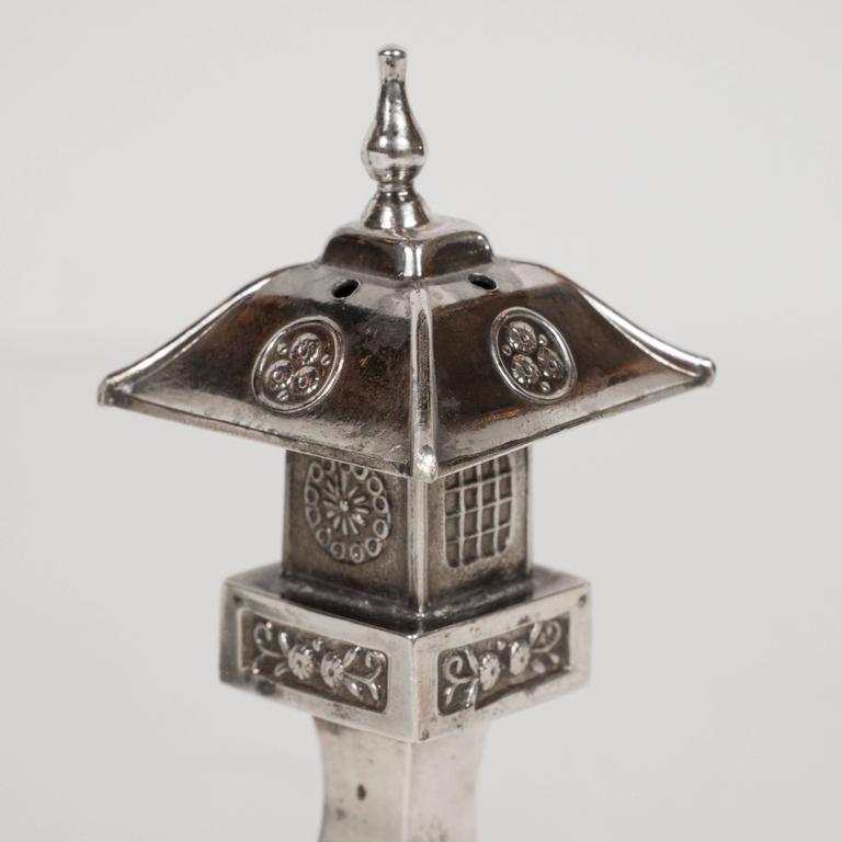 Elegant Pair of Imperial Chinese Pagoda Style Sterling Salt and Pepper ...