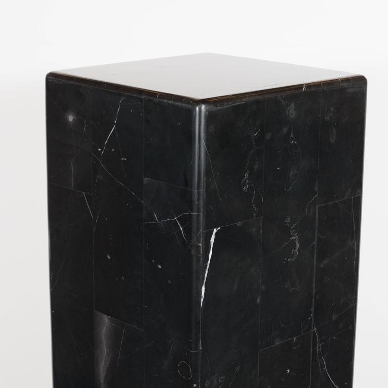 Sophisticated Tessellated Exotic Black Belgian Marble Pedestal at ...