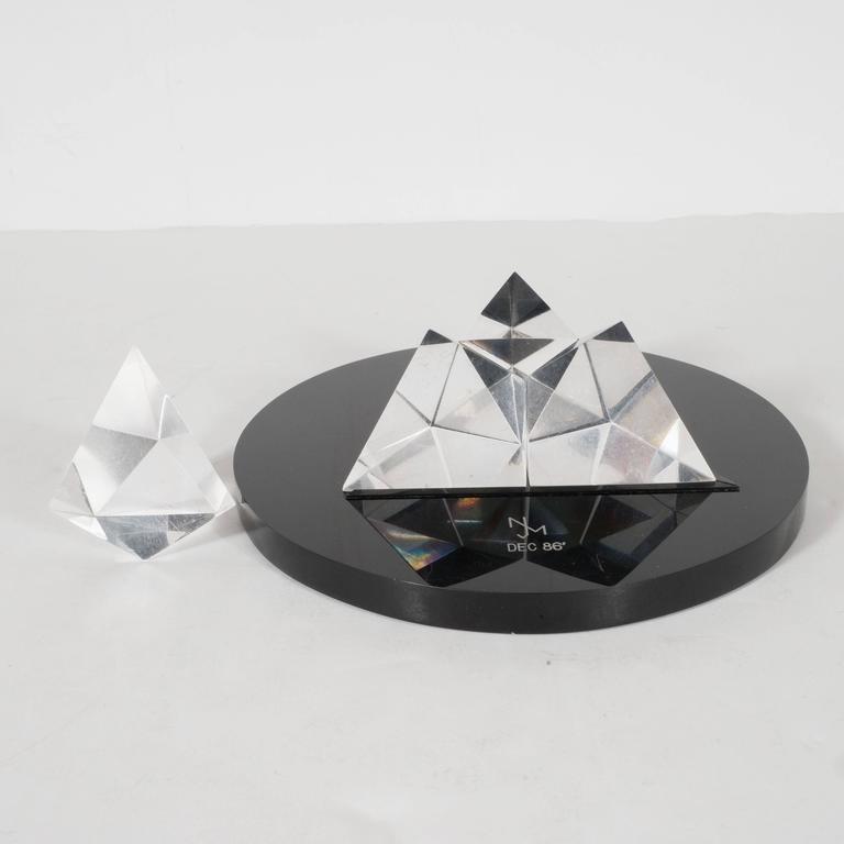 Modernist and Luminous Clear Lucite Prism Pyramid Sculpture at 1stDibs ...