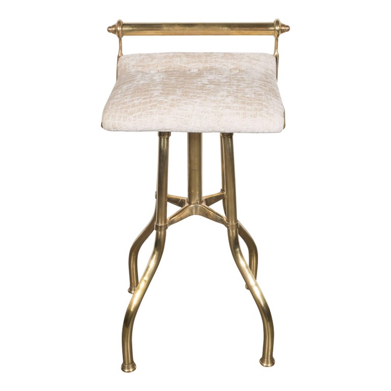 Mid-Century Modern Brass and Oyster Gaufrage Crocodile Velvet Vanity ...