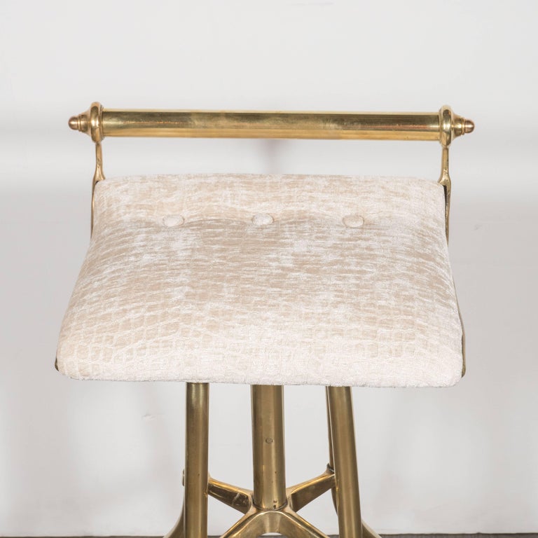 Mid-Century Modern Brass and Oyster Gaufrage Crocodile Velvet Vanity ...