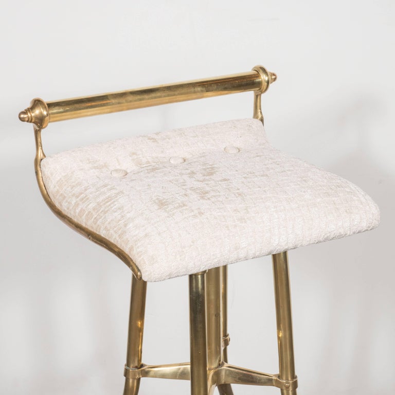 Mid-Century Modern Brass and Oyster Gaufrage Crocodile Velvet Vanity ...