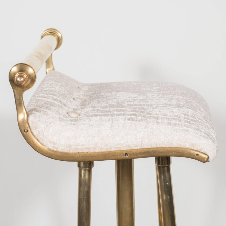 Mid-Century Modern Brass and Oyster Gaufrage Crocodile Velvet Vanity ...