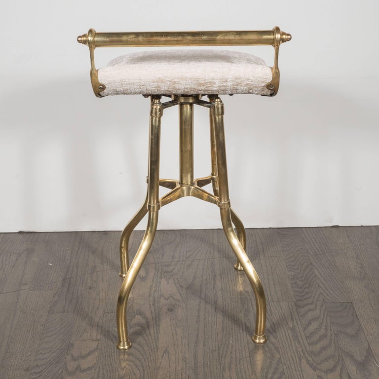 Mid-Century Modern Brass and Oyster Gaufrage Crocodile Velvet Vanity ...