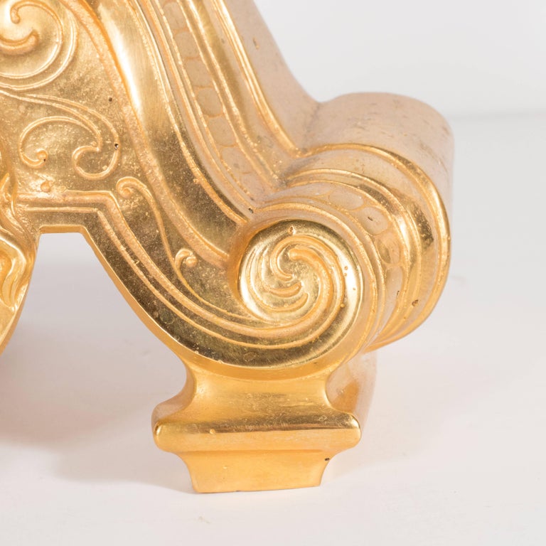 Antique Dore Bronze and Green Marble Bronze Louis XVI Style Chenets ...